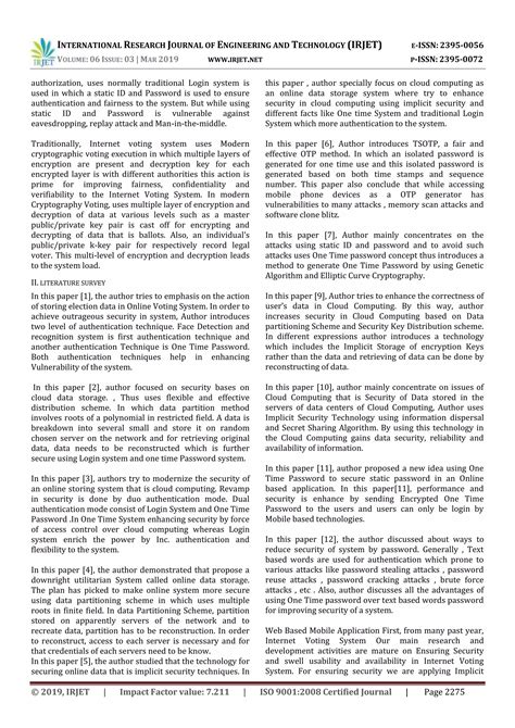 Irjet Securing Internet Voting Protocol Using Implicit Security Model And One Time Password Pdf