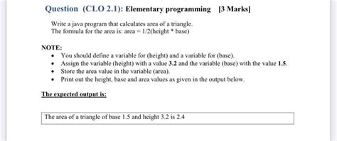 solved question clo 2 1 elementary programming [3 marks]
