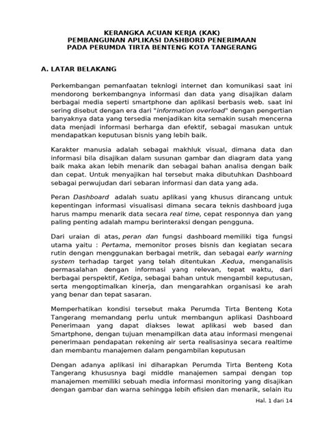 Kak Dashbaord Penerimaan Pdam Tirta Benteng 220424 Pdf