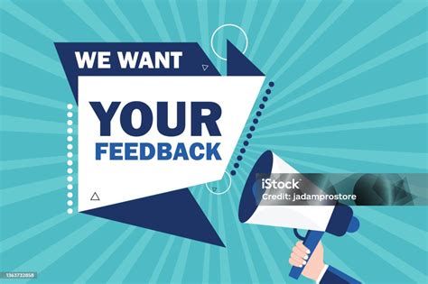 우리는 당신의 의견을 원한다 고객 피드백 설문조사 의견 서비스 메가폰 인 핸드 프로모션 배너 설문지에 대한 스톡 벡터 아트 및 기타 이미지 Istock