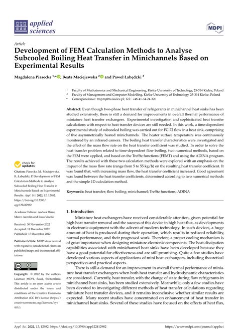 Pdf Development Of Fem Calculation Methods To Analyse Subcooled
