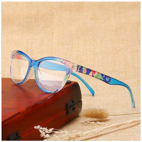 Women Cat Eye Floral Printed Reading Glasses Presbyopic Eyeglasses With Diopters Fashion Degree