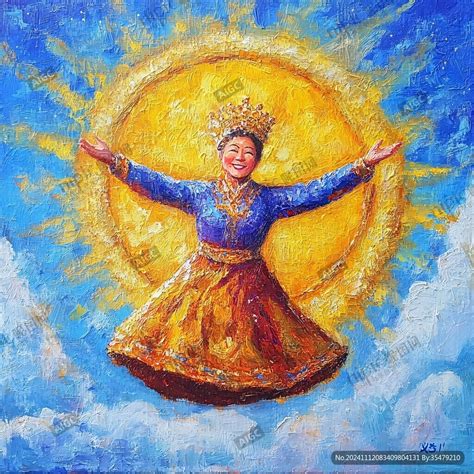 Ai创作图阳光娘娘 欢乐题材油画 曙光女神 神话人物油画 太阳油画 小太阳系列 希望女神 太阳崇拜太阳之城 丙烯画人物 在天边的舞者 阳光下舞蹈的女人 海神林默天上圣母 太阳神岩画 太阳神鸟图