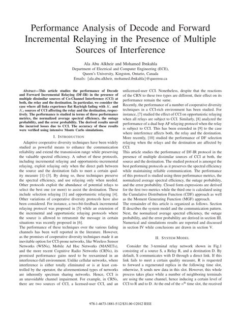 Pdf Performance Analysis Of Decode And Forward Incremental Relaying