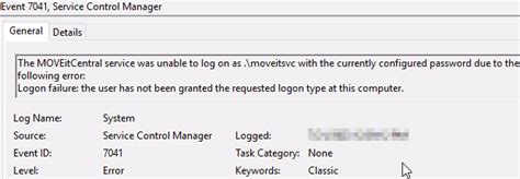 moveit automation service will not start due to error 1069 the