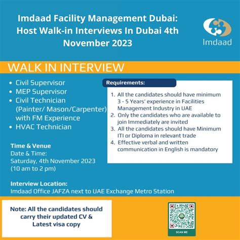 Imdaad Facility Management Dubai Host Walk In Interviews In Dubai 2023