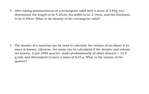 Solved After Taking Measurements Of A Rectangular Solid Chegg