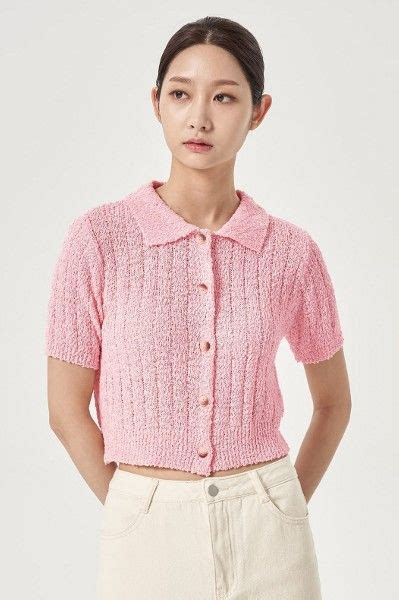 8seconds Collar Short Sleeve Cardigan Pink Cardigans For Women