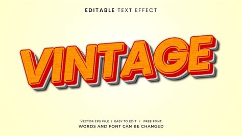 Efeito de texto editável estilo vintage Vetor Premium