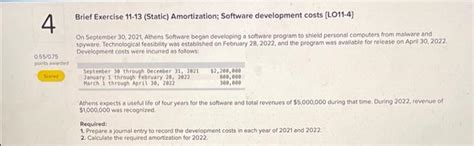 solved brief exercise 11 13 static amortization software