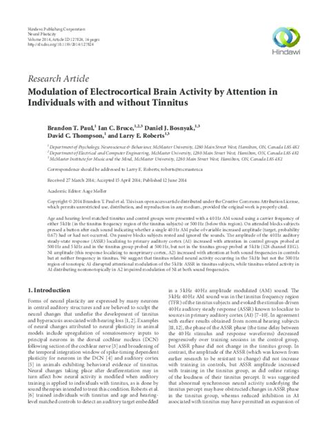 Pdf Modulation Of Electrocortical Brain Activity By Attention In Individuals With And Without