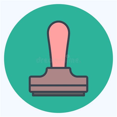 Ink Stamp Icon In Trendy Color Mate Style Isolated On Soft Blue
