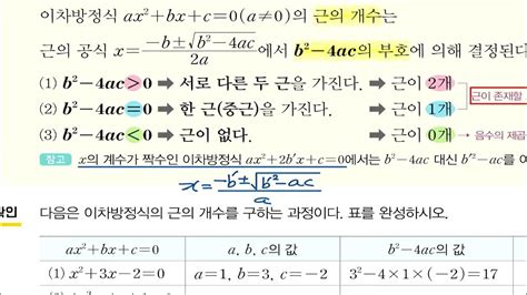 240202 중3 1 개념유형 이차방정식의 활용1 근의 개수 식 구하기 Youtube