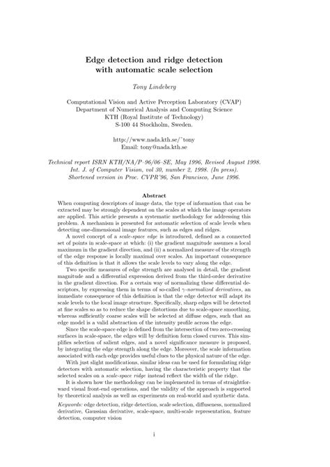 Pdf Edge Detection And Ridge Detection With Automatic Scale Selection