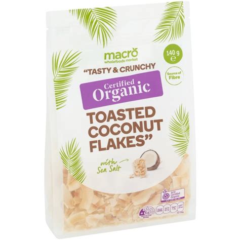 Macro Organic Toasted Coconut Flakes With Sea Salt 140g Bunch