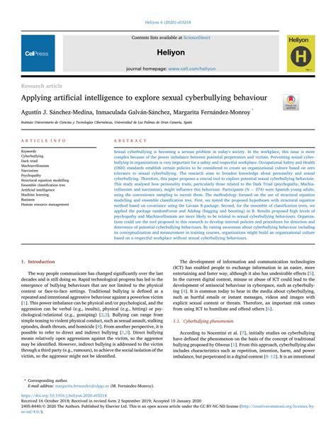 Pdf Applying Artificial Intelligence To Explore Sexual Cyberbullying Behaviour