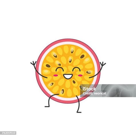 열정 과일 캐릭터 만화 인사말 웃는 얼굴 쾌활 한 Kawaii 기쁨 행복 감정 아이콘 벡터 일러스트 레이 션 건강한 생활방식에 대한 스톡 벡터 아트 및 기타 이미지 Istock