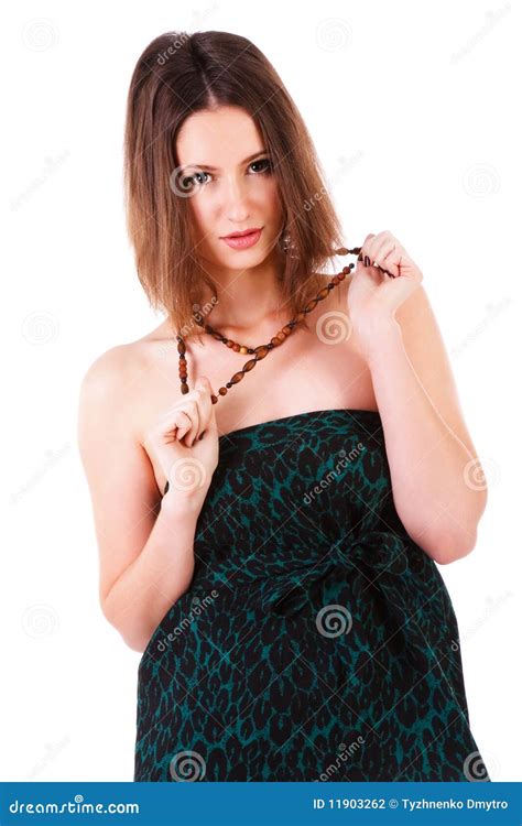 Belle Fille Avec Du Charme Dans La Robe Verte Photo Stock Image Du
