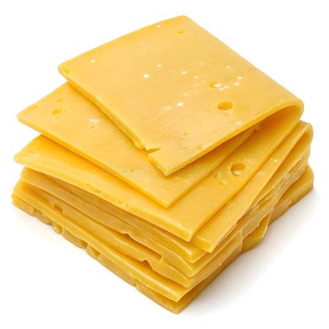 Stack Of Delicious Yellow Cheese Slices Isolated On White Background