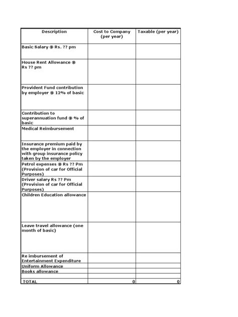 Ctc Calculation Pdf Employee Benefits Expense