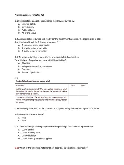 Ch 2 Practice Questions Pdf Partnership Sole Proprietorship