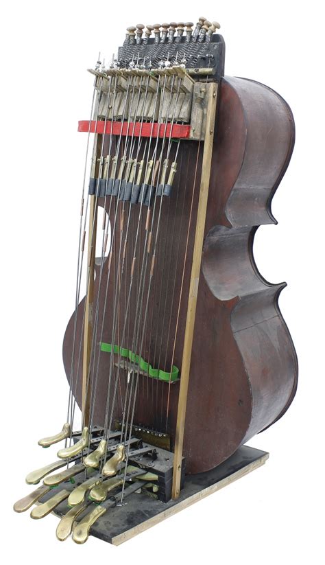 Rare And Unusual Handmade Fotdella In Double Bass Form Operated By Depressing Twelve Brass