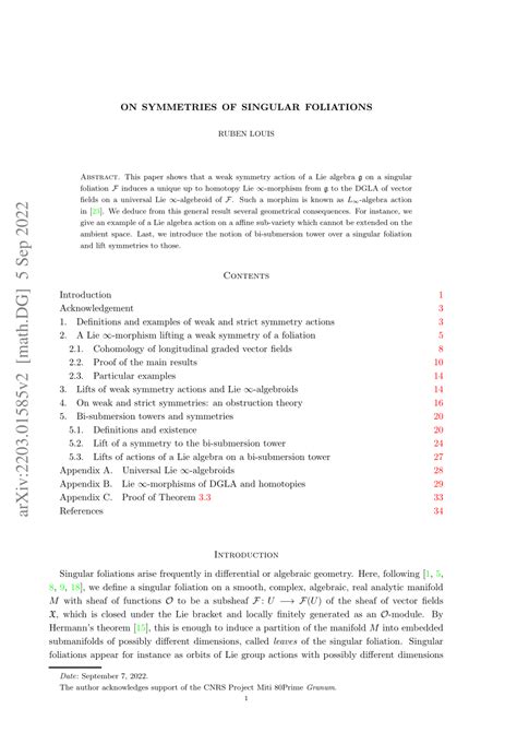 Pdf On Symmetries Of Singular Foliations