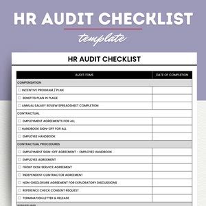Human Resources Audit Checklist Internal Audit Checklist HR Etsy UK