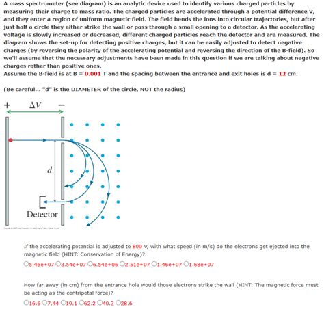 Solved A Mass Spectrometer See Diagram Is An Analytic Chegg