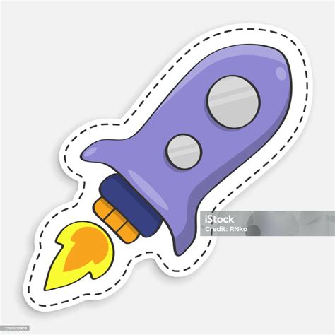 낙서 비행 공간 로켓의 만화 아이콘 화성 달 태양계 행성행 항공편 우주 탐사를 위한 기술 흰색 배경에서 격리된 벡터 시작 버튼에