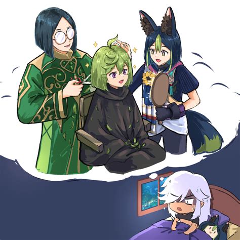 Tighnari Cyno Collei And Naphis Genshin Impact Drawn By Alz Rainy