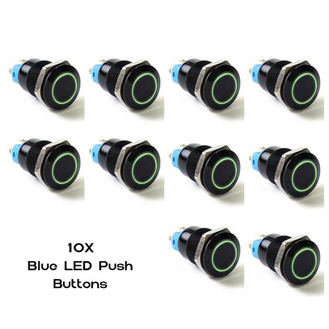 19mm Latching Led Push Button Switch Anodized Black 12 24v