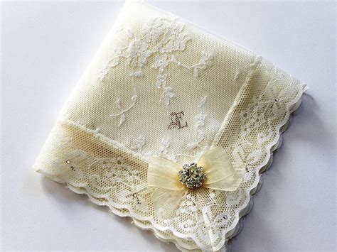 Monogrammed Bride Handkerchief Initial Handkerchief Something Blue