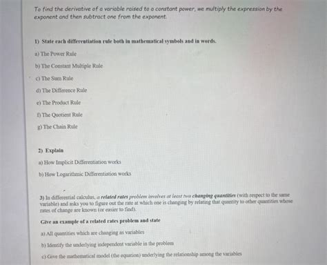 Solved To Find The Derivative Of A Variable Raised To A