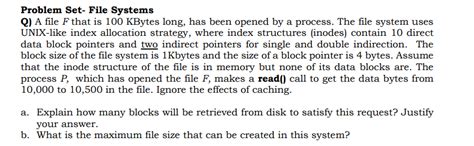 Solved Problem Set File Systems Q A File F That Is 100