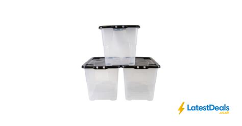 Argos Home Curve 3 X 65l Plastic Box With Lid Clear £17 99 At Argos