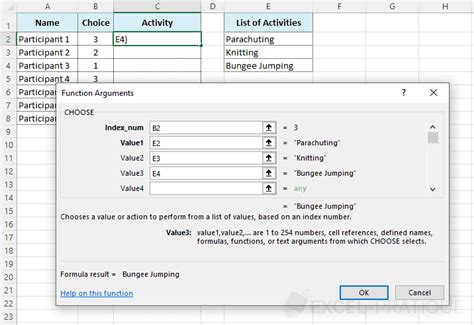 Excel Function Choose
