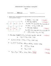 Quiz2 Solution Pdf EENG 2610 003 Circuit Analysis Spring 2022