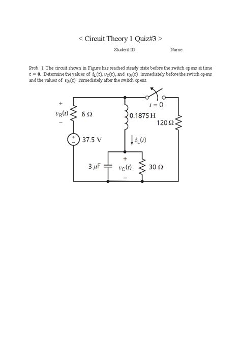 Quiz3 Electric Circuit Theory 1 2 Student Id Name Prob 1 Studocu
