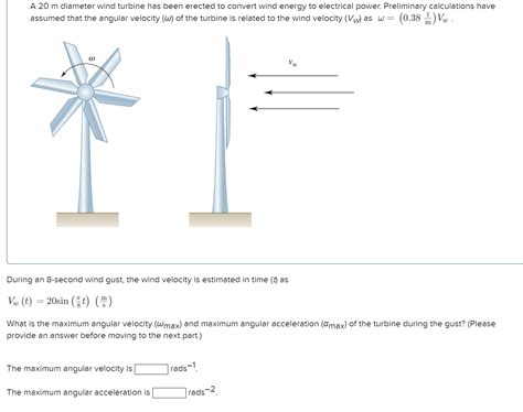 Solved A 20 M Diameter Wind Turbine Has Been Erected To