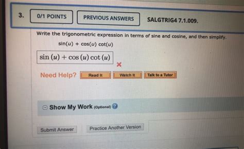 solved 0 1 points previous answers salgtrig4 7 1 009 write