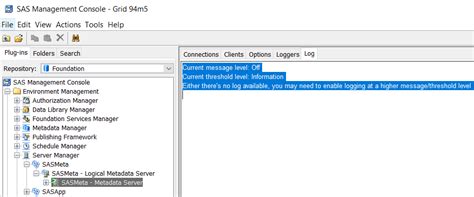 61435 The Sas® Log Is Not Displayed In Sas® Management Console