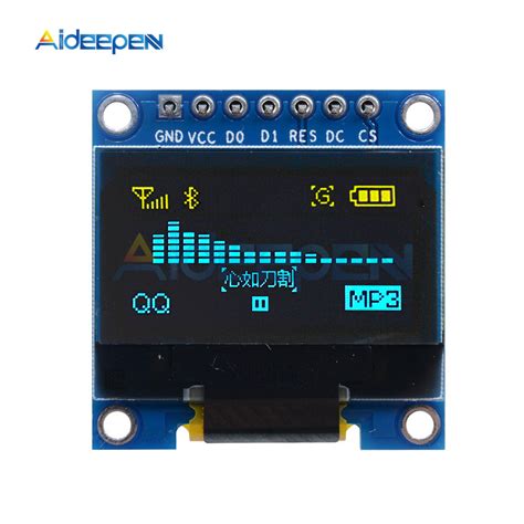 0 96 inch iic serial blue yellow oled display module 128x64 i2c ssd130