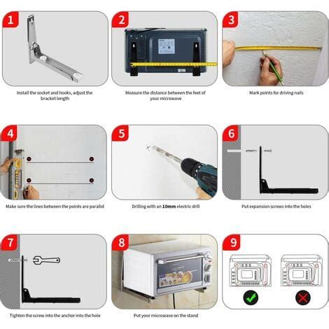Support Mural pour Micro Ondes en Acier Inoxydable Pliable et Télescopique Charge