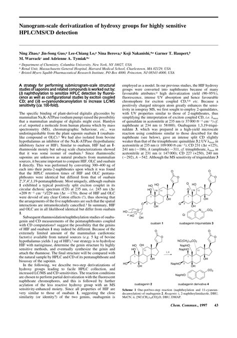 Pdf Nanogram Scale Derivatization Of Hydroxy Groups For Highly