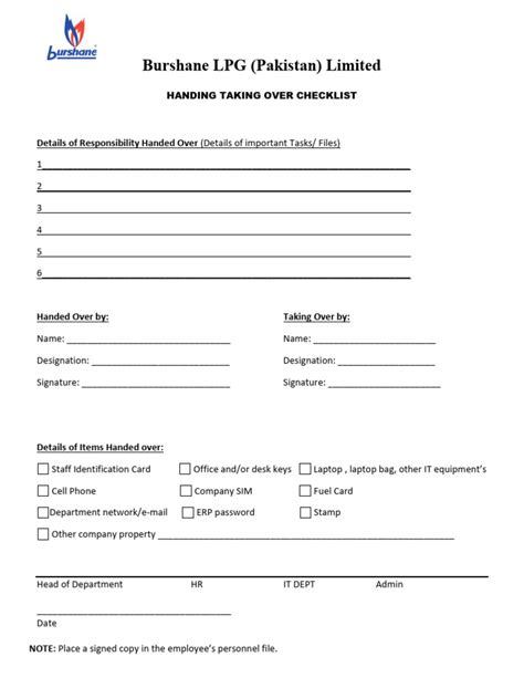 Exit Checklist Pdf
