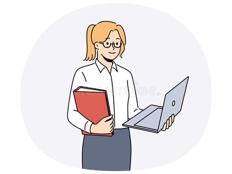 Smiling Businesswoman Work On Laptop Stock Vector Illustration Of