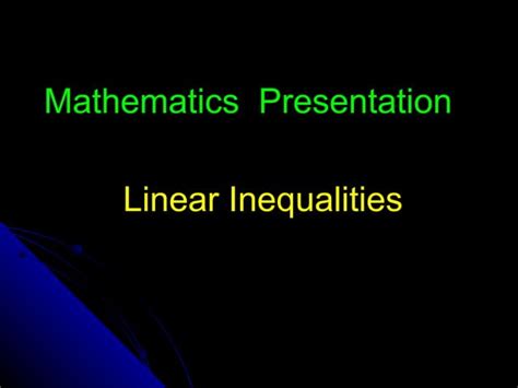 Linear Inequality Slayerix Ppt
