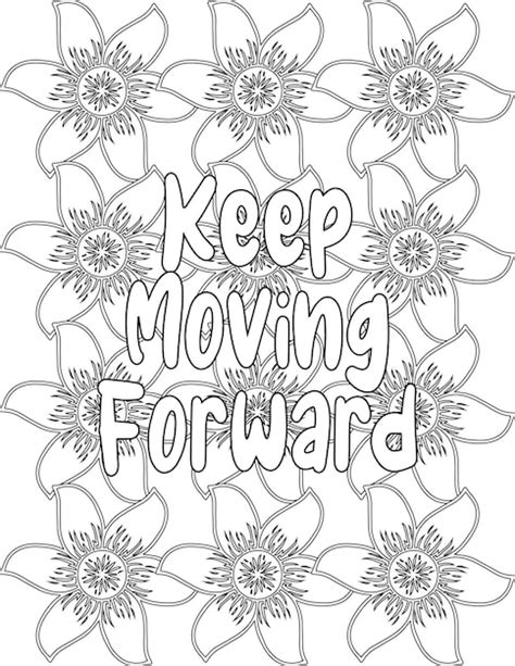 어린이와 성인을 위한 자기 수용을 위한 꽃 색칠 페이지 프리미엄 벡터