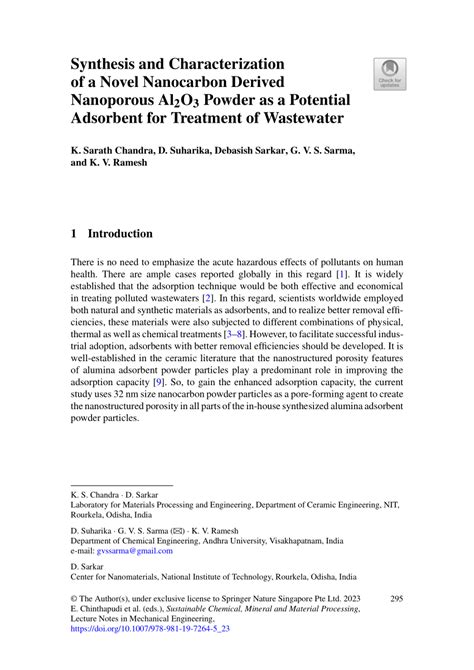 Pdf Synthesis And Characterization Of A Novel Nanocarbon Derived Nanoporous Al2o3 Powder As A